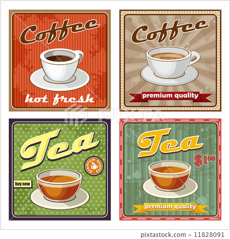 Vintage coffee and tea poster. vector illustration - Stock Illustration ...