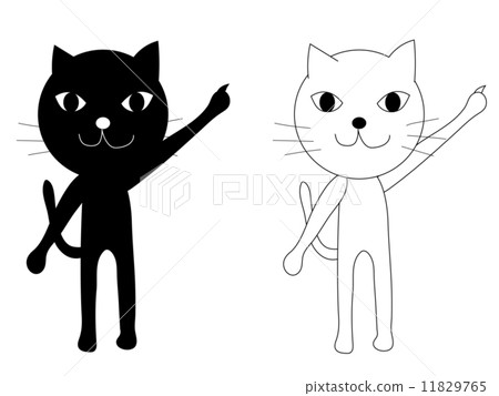 Pointing guide cat illustration - Stock Illustration [11829765] - PIXTA