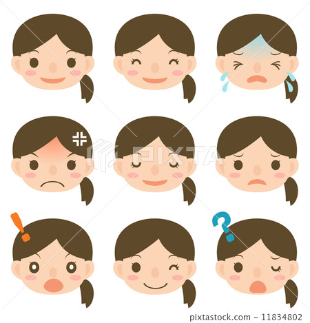 Facial expression (9 patterns) _ female - Stock Illustration [11834802 ...