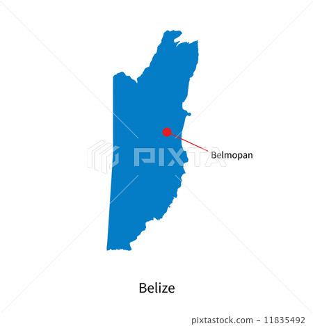 Detailed vector map of Belize and capital city... - Stock Illustration ...