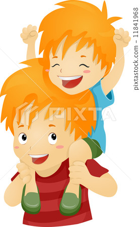 Piggy Back Ride - Stock Illustration [11841968] - PIXTA