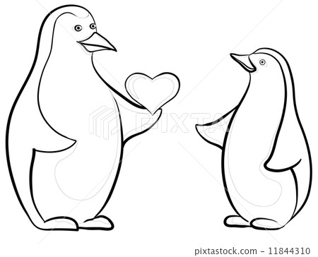 Valentine Penguins Coloring Pages