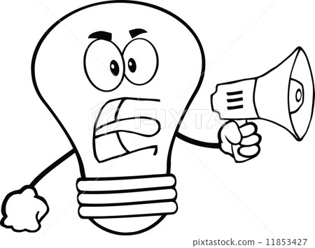 Outlined Angry Light Bulb Character Screaming... - Stock Illustration ...