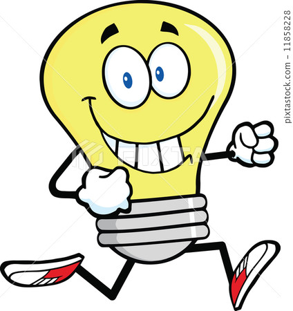 Light Bulb Cartoon Character Running - Stock Illustration [11858228 ...