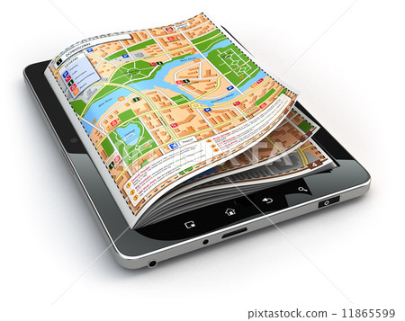 GPS navigation concept. Guide map on the tablet... - Stock Illustration ...