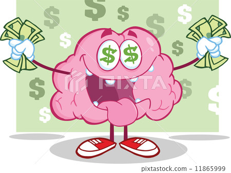 Brain Cartoon Character Money Loving - Stock Illustration [11865999 ...