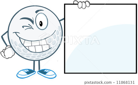 Winking Golf Ball With Showing A Sign - Stock Illustration [11868131 ...