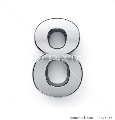 3d render of metalic digit eight simbol - 8 - Stock Illustration ...