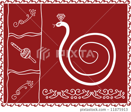 Folk Snake, Tribal Design, Motif, Wall Painting - Stock Illustration ...