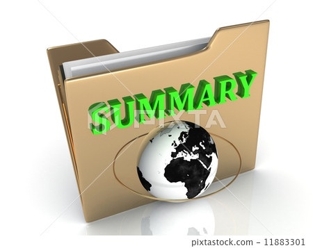 SUMMARY bright green letters on a golden folder - Stock Illustration ...