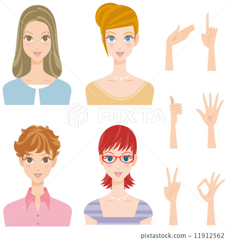 Various female pose hairstyle smile - Stock Illustration [11912562] - PIXTA