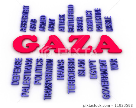 3d image Gaza concept word cloud background - Stock Illustration ...