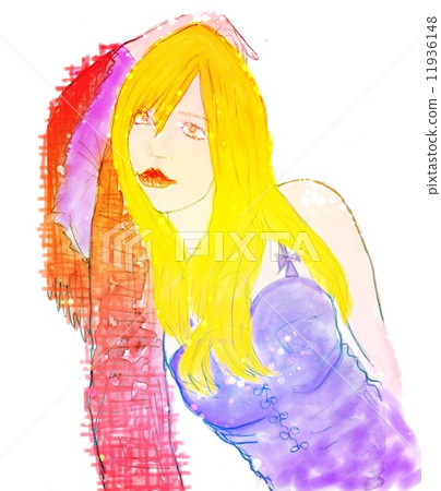 Beautiful woman leaning back 1 - Stock Illustration [11936148] - PIXTA