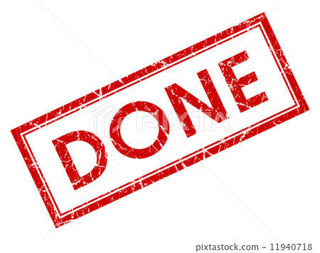 Done red square grungy stamp isolated on white... - Stock Illustration ...