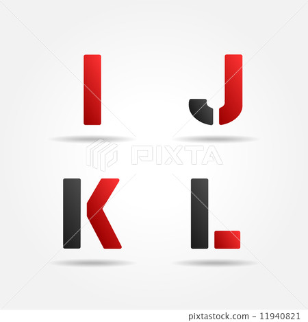 ijkl red stencil letters - Stock Illustration [11940821] - PIXTA