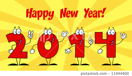 2014 New Year Numbers Characters With Background - Stock Illustration ...