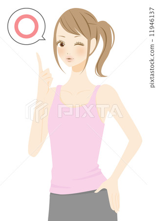 Sportswear women expressing Maru correct answers - Stock Illustration ...