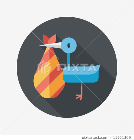 bird and baby flat icon with long shadow,eps10 - Stock Illustration ...