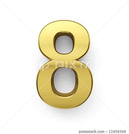 3d render of golden digit eight simbol - 8 - Stock Illustration ...