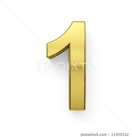 3d render of golden digit simbol - 1 - Stock Illustration [11958332 ...