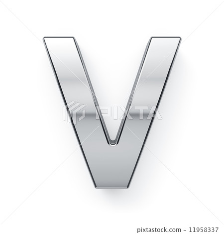 3d render of metalic alphabet letter simbol - V - Stock Illustration ...