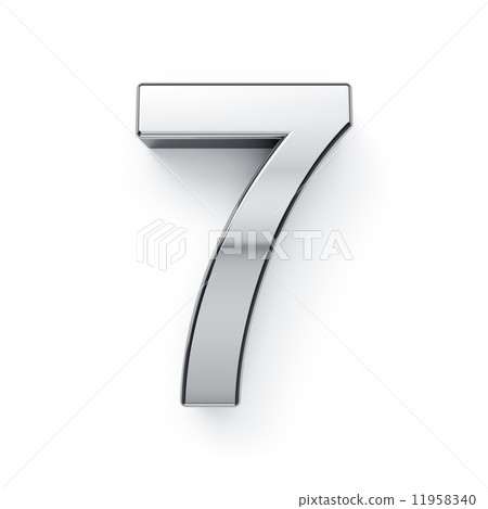 3d render of metalic digit simbol - 7 - Stock Illustration [11958340 ...
