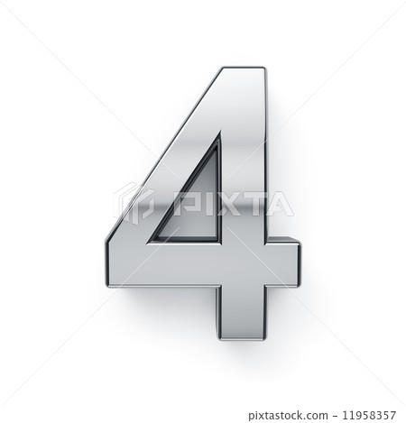 3d render of metalic digit four simbol - 4 - Stock Illustration ...