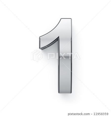 3d render of metalic digit simbol - 1 - Stock Illustration [11958359 ...