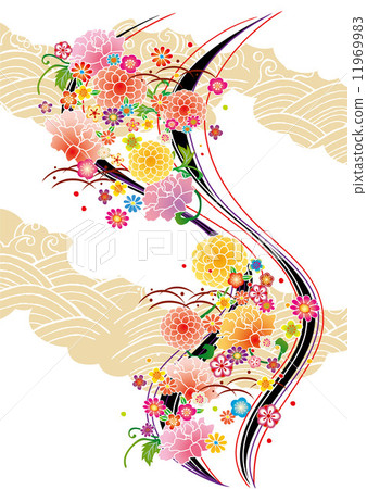 Japanese style _ flow _ red _ wave - Stock Illustration [11969983] - PIXTA