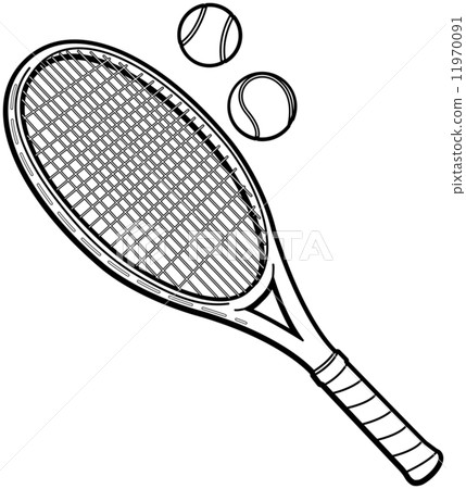Tennis Ball And Racket Black And White