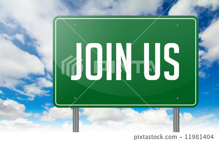 Join Us on Green Highway Signpost. - Stock Illustration [11981404] - PIXTA