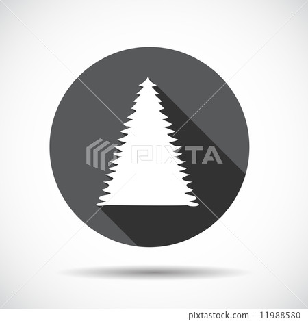 Christmas Tree Flat Icon with long Shadow.... - Stock Illustration ...