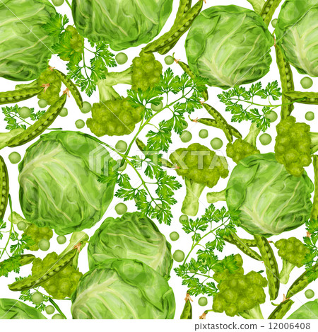Green vegetables seamless pattern - Stock Illustration [12006408] - PIXTA