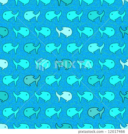 Seamless abstract pattern, with cyan and blue fish - Stock Illustration ...