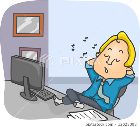 Man Slacking Off at Work - Stock Illustration [12025098] - PIXTA