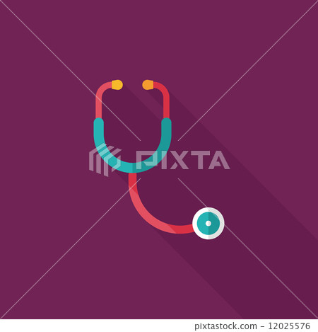 stethoscope flat icon with long shadow - Stock Illustration [12025576 ...