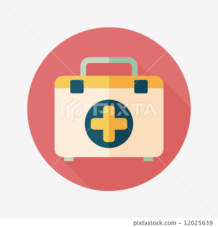 first aid kit flat icon with long shadow - Stock Illustration [12025639 ...
