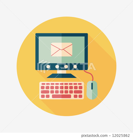 Computer flat icon with long shadow,eps10 - Stock Illustration ...
