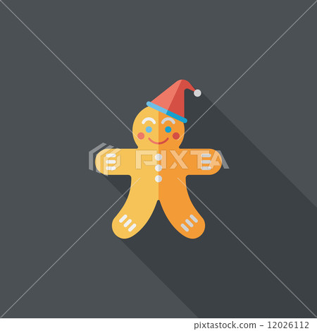Gingerbread man flat icon with long shadow,eps10 - Stock Illustration ...