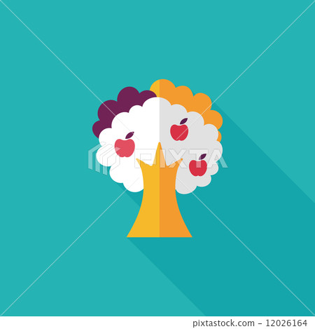 apple tree flat icon with long shadow,eps10 - Stock Illustration ...