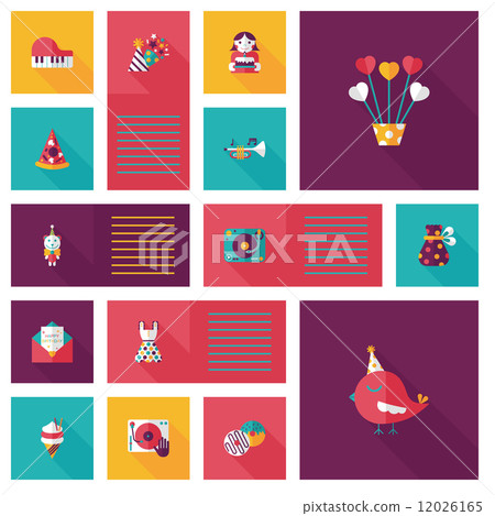 happy birthday flat ui background , eps10 - Stock Illustration ...