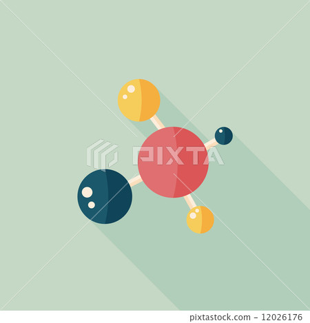 Molecule flat icon with long shadow - Stock Illustration [12026176] - PIXTA