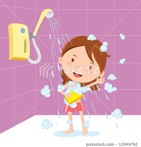 Girl shower - Stock Illustration [12049792] - PIXTA