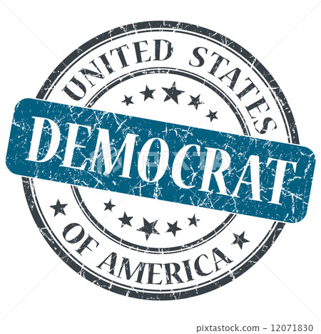 Democrat blue round grungy stamp isolated on... - Stock Illustration ...
