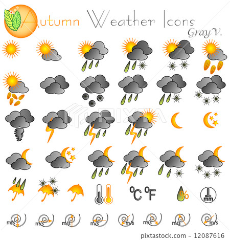 Autumn weather icons - Stock Illustration [12087616] - PIXTA