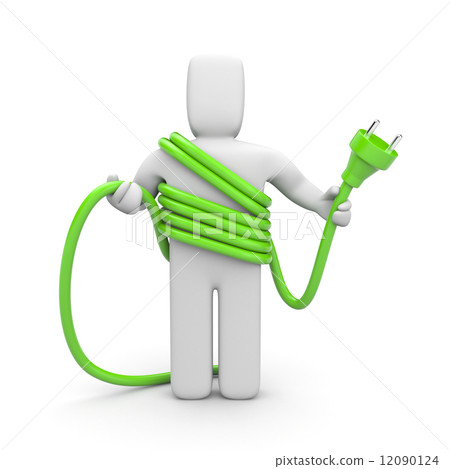 Person hold cable. Cableman - Stock Illustration [12090124] - PIXTA