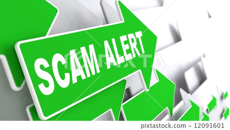 Scam Alert on Green Direction Arrow Sign. - Stock Illustration ...