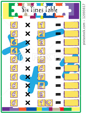 Multiplication Math drill with Six Times Table - Stock Illustration ...