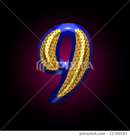 vector golden and blue letter 9 - Stock Illustration [12100583] - PIXTA