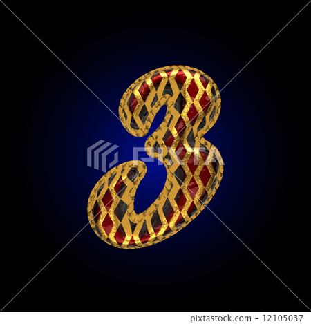 vector golden and red letter 3 - Stock Illustration [12105037] - PIXTA